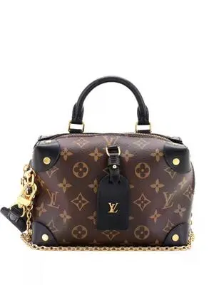 LOUIS VUITTON Petite Malle Souple Handbag Monogram Canvas With Leather Shoulder Bag - Brown