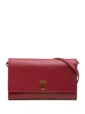 Burberry 2018-2026 Leather Tb Wallet On Strap Crossbody Bag - Red