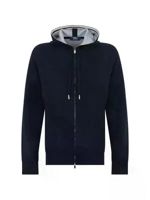 Fedeli Zip-up Hooded Cardigan - Blue