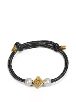 Casablanca Pearl-embellished Logo-plaque Bracelet - Black