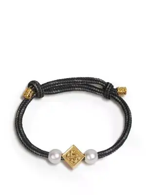Casablanca Pearl-embellished Logo-plaque Bracelet - Black