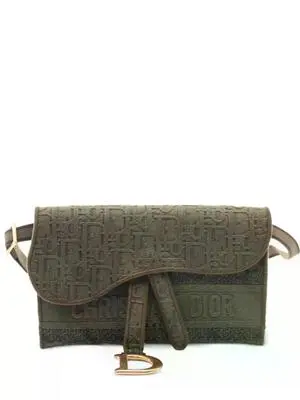 Dior 2000s Saddle Oblique Monogram Belt Bag - Green