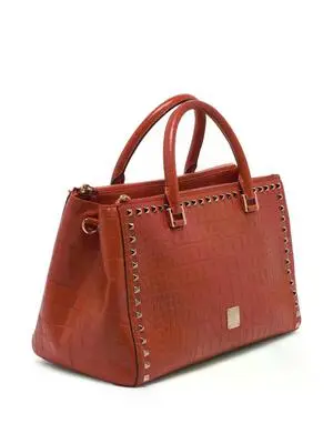 Mcm Studded Crocodile-embossed Tote Bag