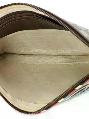 Gucci Courrier Pouch Gg Coated Canvas With Applique Clutch Bag