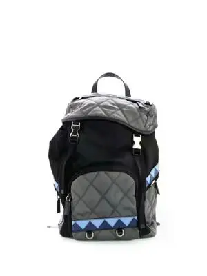 Prada Camouflage Quilted Tessuto With Saffiano Large Backpack - Black
