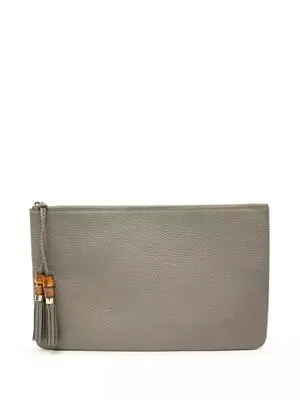 Gucci 2000-2015 Calfskin Bamboo Tassel Clutch Bag - Grey