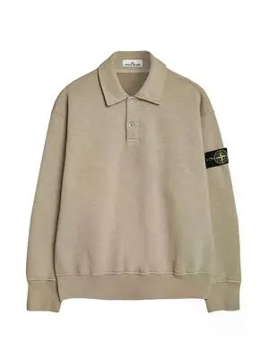 Stone Island Logo-patch Long-sleeve Polo Shirt - Neutrals