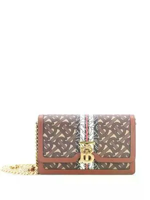 Burberry Tb Flap Bag Monogram E-canvas Small Shoulder Bag - Brown