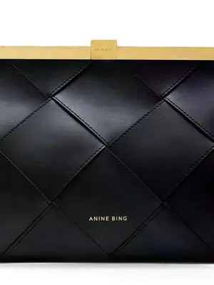 ANINE BING Braided Leather Clutch Bag