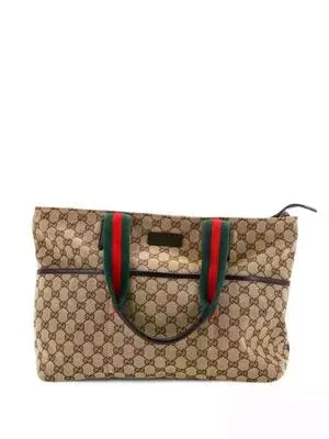 Gucci Diaper Web Strap Gg Canvas Large Tote Bag