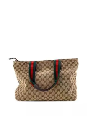 Gucci Diaper Web Strap Gg Canvas Large Tote Bag