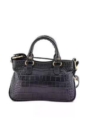 Balenciaga Le Cagole Giant Studs Crocodile Embossed Leather Small Tote Bag - Grey