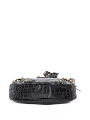 Balenciaga Le Cagole Giant Studs Crocodile Embossed Leather Small Tote Bag - Grey