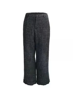 Yohji Yamamoto Plaid Loose-fit Trousers - Grey