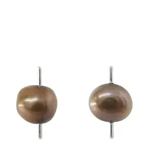 KEVIN THORNE JEWELLERY Silver / Brown Composition Earring- Single Golden Brown - Silver/brown