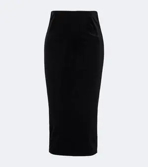 MUGLER Velvet Pencil Skirt - Black