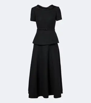 Roland Mouret Belted Peplum Bouclé Cocktail Dress - Black