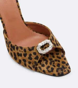 Amina Muaddi Mini Camelia Leopard-print Suede Mules