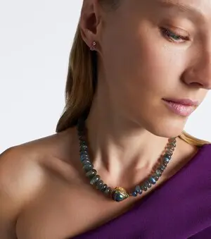 Ileana Makri 18kt Gold Beaded Necklace With Gemstones