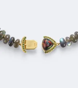 Ileana Makri 18kt Gold Beaded Necklace With Gemstones