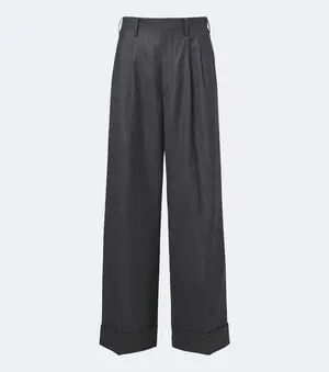 Junya Watanabe Pleated Wool Wide-leg Pants - Grey