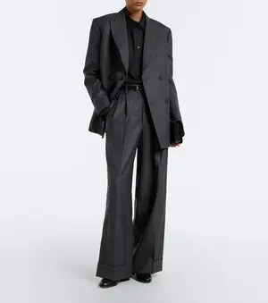 Junya Watanabe Pleated Wool Wide-leg Pants