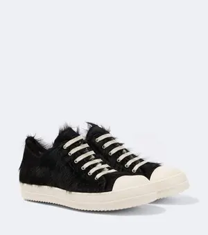 Rick Owens Low Sneaks Calf Hair Sneakers - Black