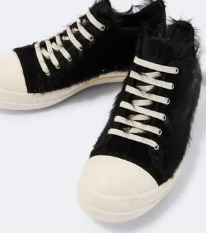 Rick Owens Low Sneaks Calf Hair Sneakers - Black