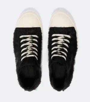 Rick Owens Low Sneaks Calf Hair Sneakers - Black
