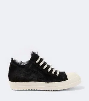 Rick Owens Low Sneaks Calf Hair Sneakers - Black