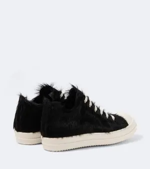 Rick Owens Low Sneaks Calf Hair Sneakers - Black