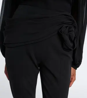 Carolina Herrera Floral-appliqué Wool-blend Leggings