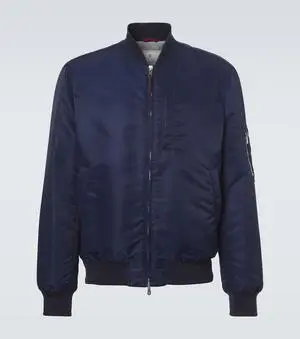 Brunello Cucinelli Cotton-trimmed Bomber Jacket - Blue