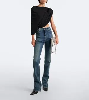 Balenciaga Draped One-shoulder Jersey Top