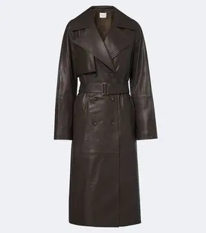 Vince Leather Trench Coat - Brown