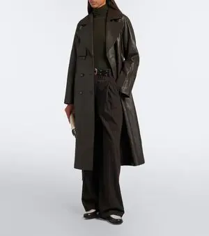 Vince Leather Trench Coat - Brown