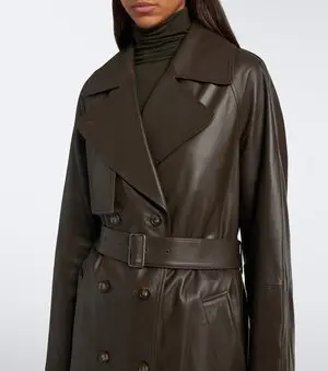 Vince Leather Trench Coat - Brown