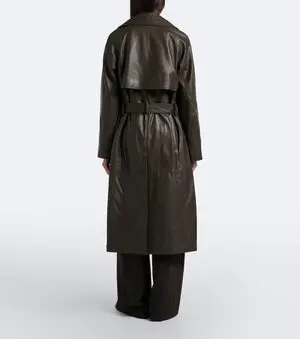 Vince Leather Trench Coat - Brown