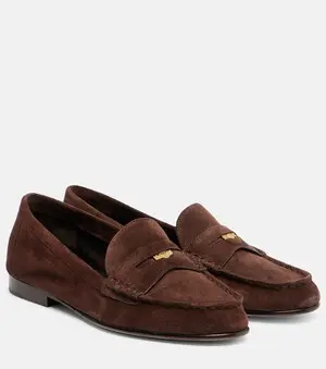 Veronica Beard Suede Penny Loafers - Brown