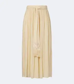 Zimmermann Valiant Belted Pleated Midi Skirt - Beige