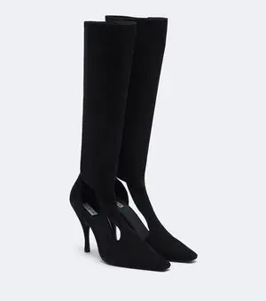 Alaïa Cut-out Suede Knee-high Boots