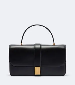 Khaite Blake Medium Leather Top-handle Bag Black