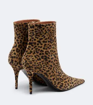 Amina Muaddi Barbara Leopard-print Suede Ankle Boots