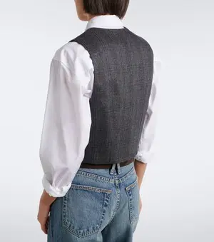 NILI LOTAN Ismael Checked Wool And Cashmere Vest