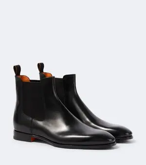 Santoni Leather Chelsea Boots - Black