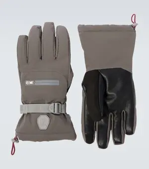 Brunello Cucinelli Leather-trimmed Ski Gloves - Grey
