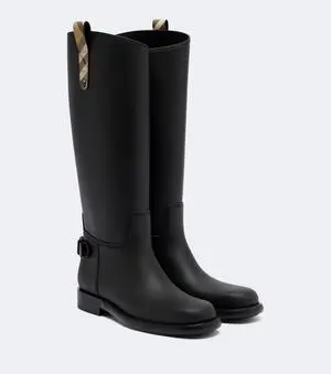 Burberry Check Rain Boots - Black