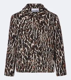 GANNI Leopard-print Jacquard Jacket - Multicoloured
