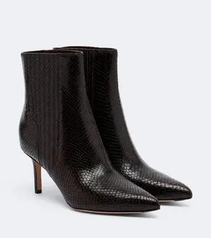Veronica Beard Lisa Snake-effect Leather Ankle Boots - Brown
