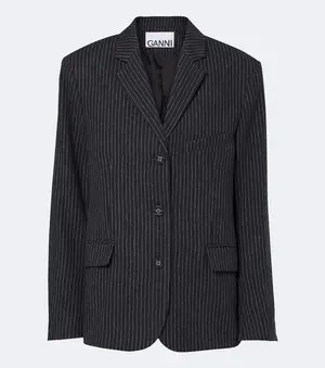 GANNI Pinstripe Flannel Blazer